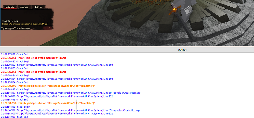 Output giving errors although code is still running? - Scripting Support - Developer Forum | Roblox