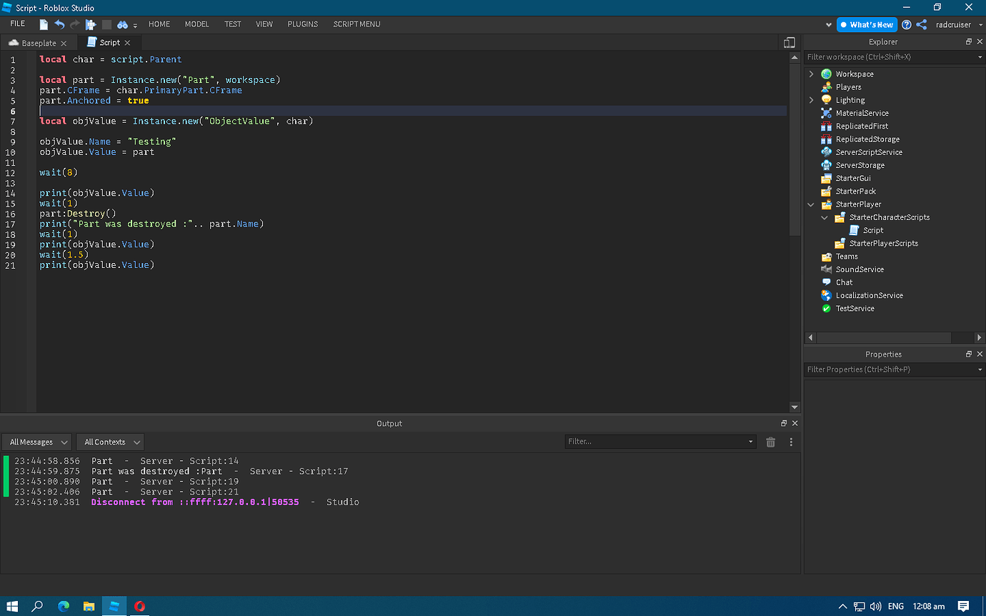 ObjectValue doesn't automatically clear out non-existent object - Scripting Support - Developer ...