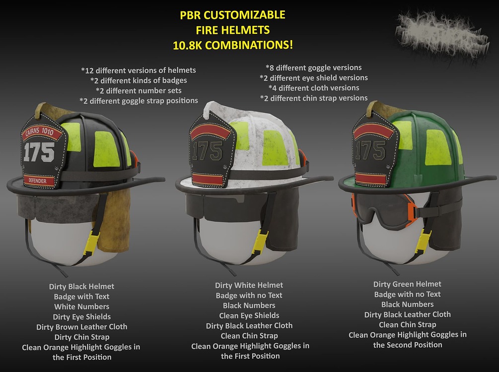 A fully customizable, PBR, high quality fire helmet made by me ...