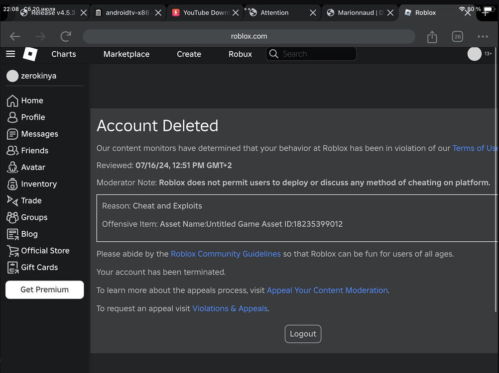 [SOLVED, THANK GOD] Roblox Is Now Falsely Terminating Players For Affiliated's Past - Platform ...