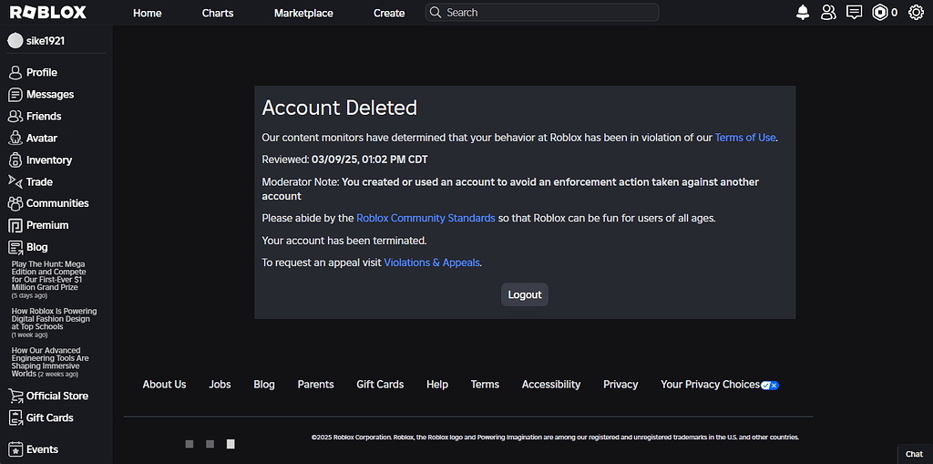 Account unfairly terminated.... twice - Platform Usage Support - Developer Forum | Roblox