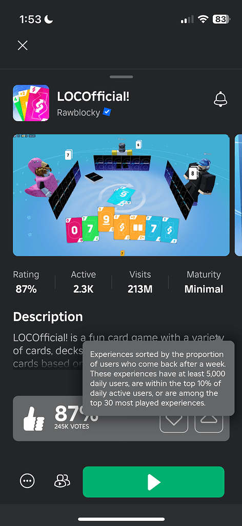 [MOBILE] Info Button Shows Over Game Page On Discover Tab - Roblox ...