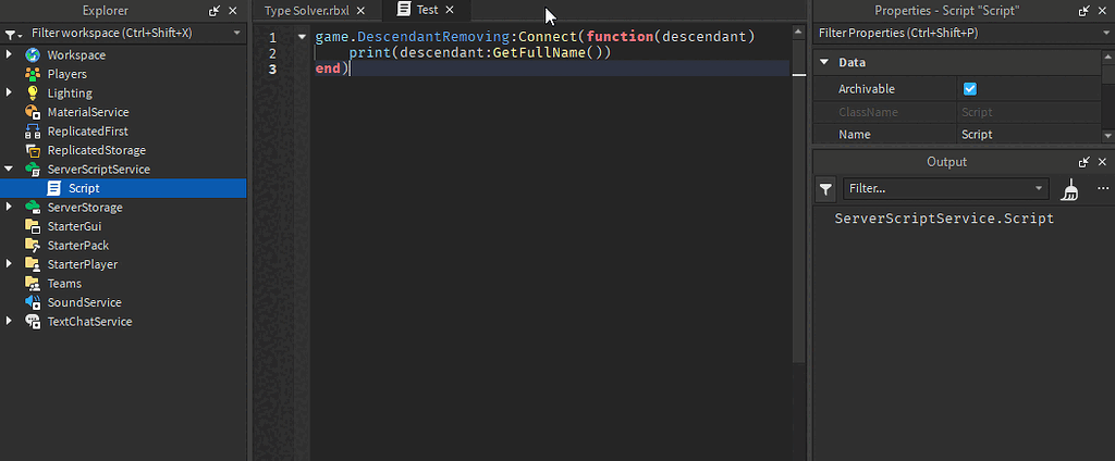 Plugin DescendantRemoving event firing when closing script - Engine ...