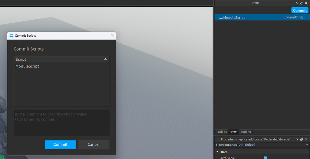 Is there a way to use Roblox Studio's old commit system? - Scripting ...
