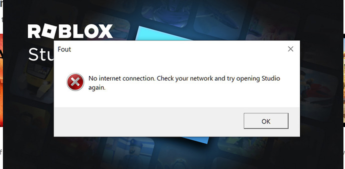 Roblox studio says 'no internet connection' when i do have a connection ...
