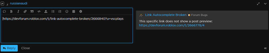 Link Autocomplete Broken - Forum Bugs - Developer Forum | Roblox