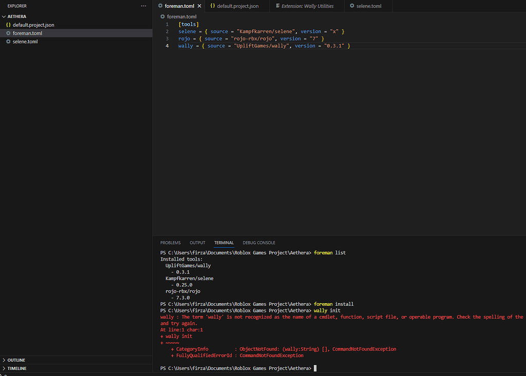 Wally commands not working - Scripting Support - Developer Forum | Roblox