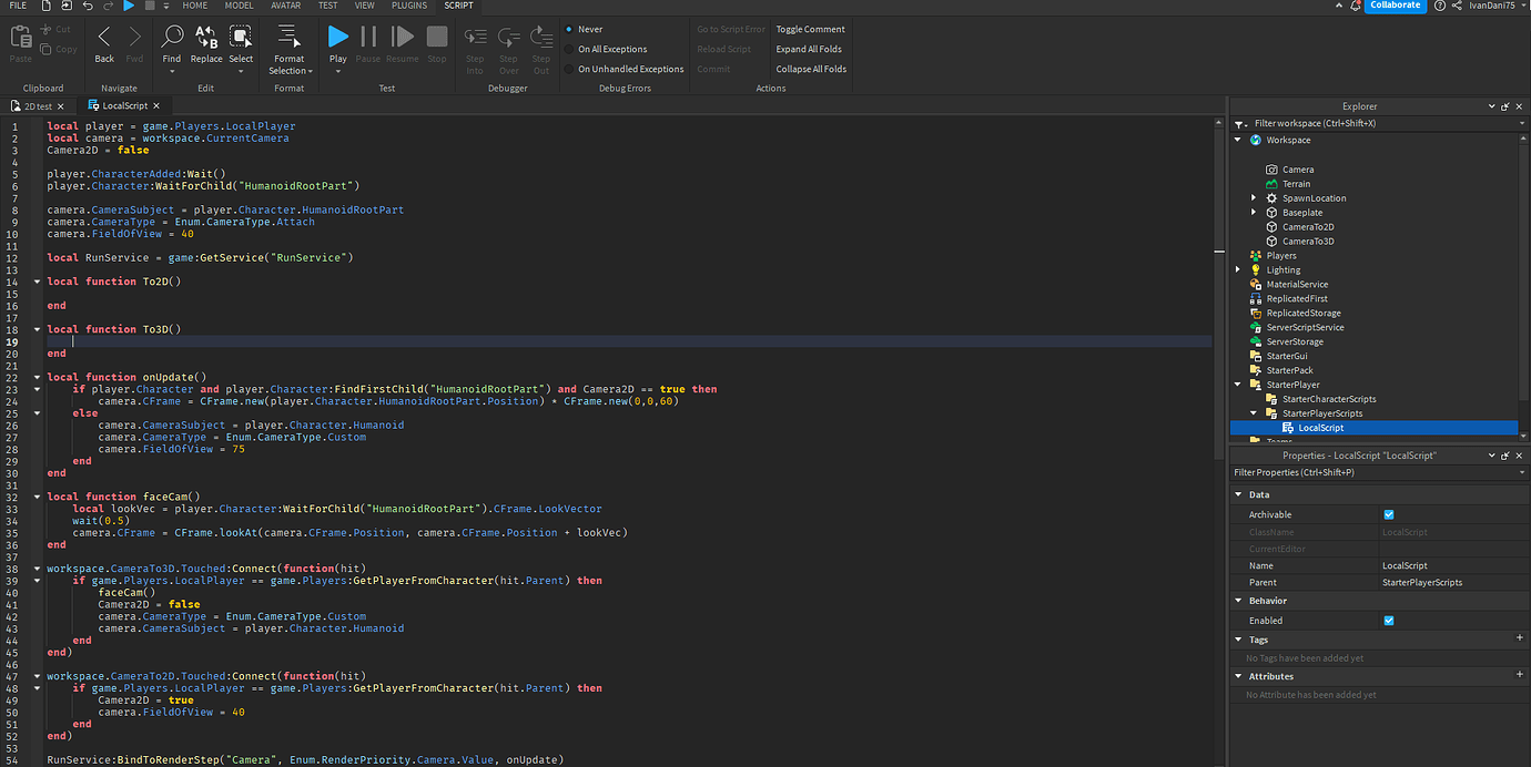 How do I tween the camera from 2D to 3D with a function? - Scripting Support - Developer Forum ...