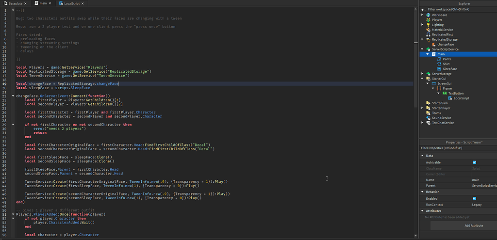 Two characters' outfits swap while their faces are changing with a ...