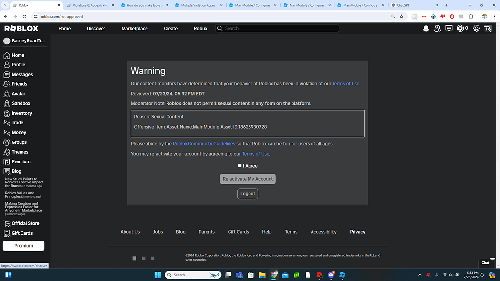 Roblox Warned me For "SEXUAL CONTENT"? - Platform Usage Support ...