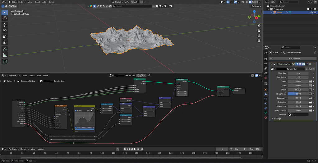 Fall off map in Blender Geometry Node terrain generator - Building ...