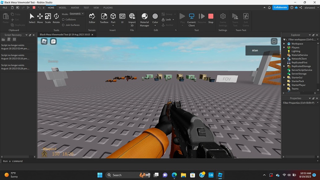 Viewmodel Animations Not Working - Scripting Support - Developer Forum | Roblox