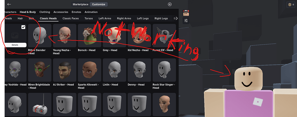 Bugged item "..." Head - Catalog Asset Bugs - Developer Forum | Roblox