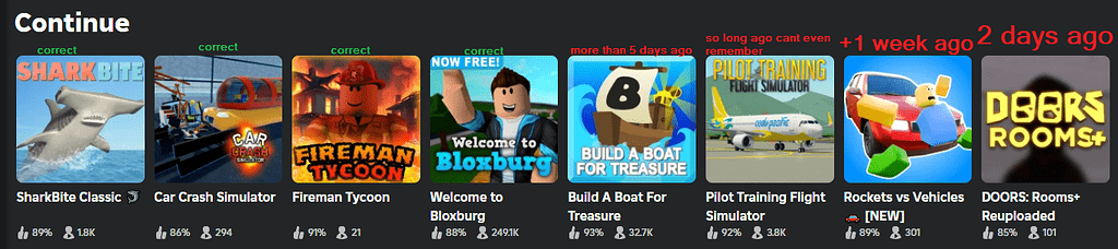 'Continue' games list in Home page not working - Platform Usage Support ...