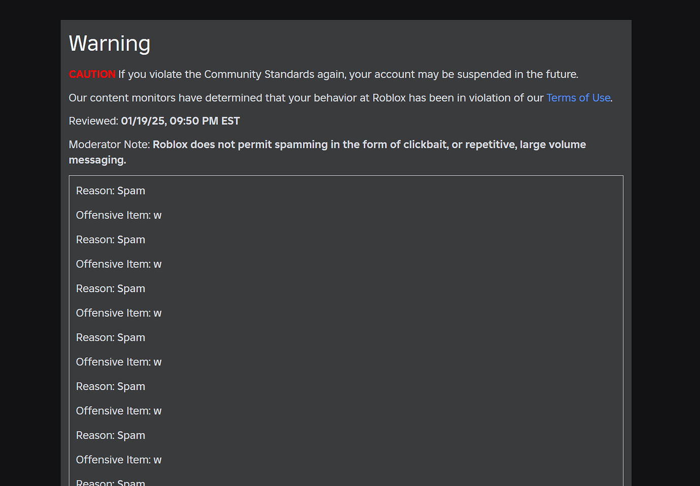 Technical Issue: Display of Old Warning Despite Prior Acknowledgment - Roblox Application and ...