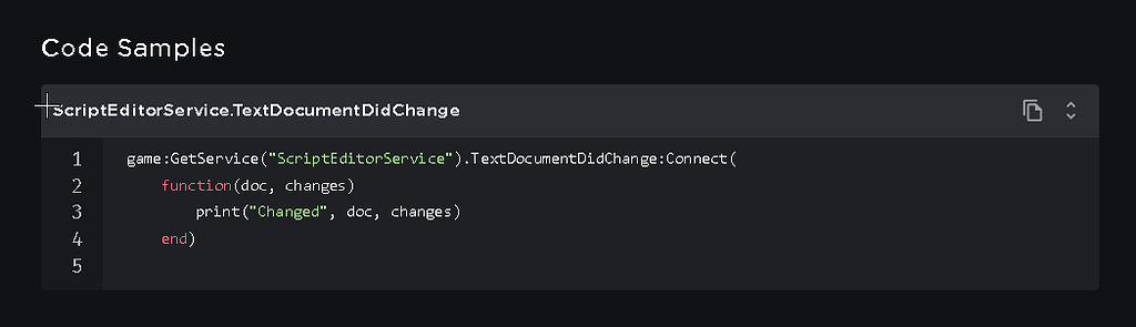 ScriptEditorService Example Codeblock is formatted incorrectly ...