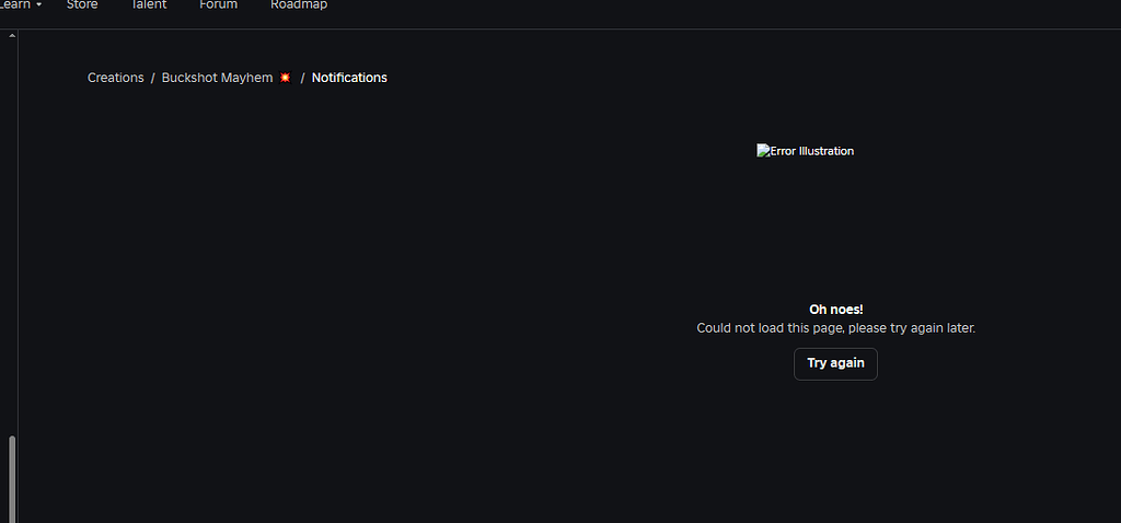 Notification Page Doesnt Load & Breaks Creator Hub until Refresh - Creator Hub (create.roblox ...