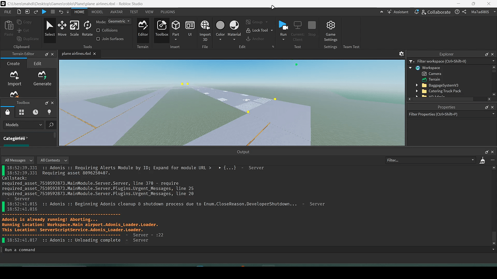 Workspace getting deleted after pressing run - Scripting Support ...