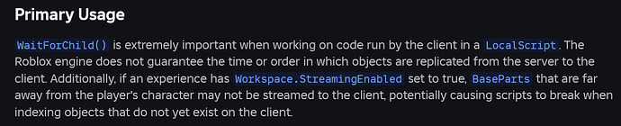 When to use :Waitforchild() - Scripting Support - Developer Forum | Roblox