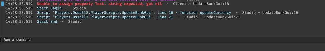 Unable to assign property Text. string expected, got nil - Scripting Support - Developer Forum ...