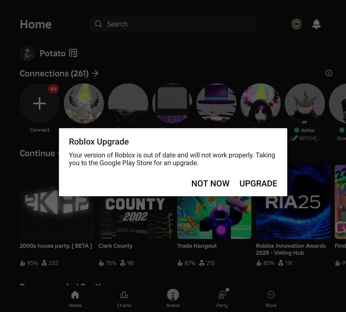 Roblox Android app shows upgrade prompt despite being fully up-to-date - Roblox Application and ...