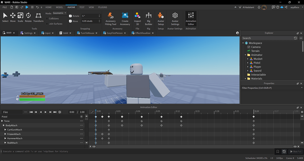 Tool animation is different while playing in game/in workspace - Art ...