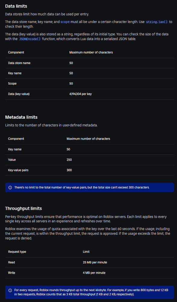 Datastore Limits - Scripting Support - Developer Forum | Roblox