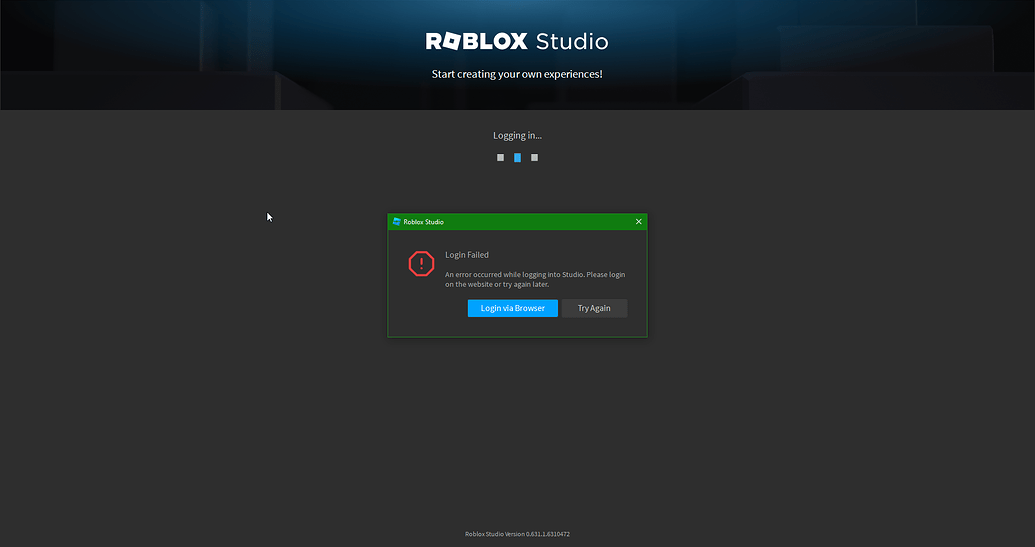Login failed on launch - Studio Bugs - Developer Forum | Roblox