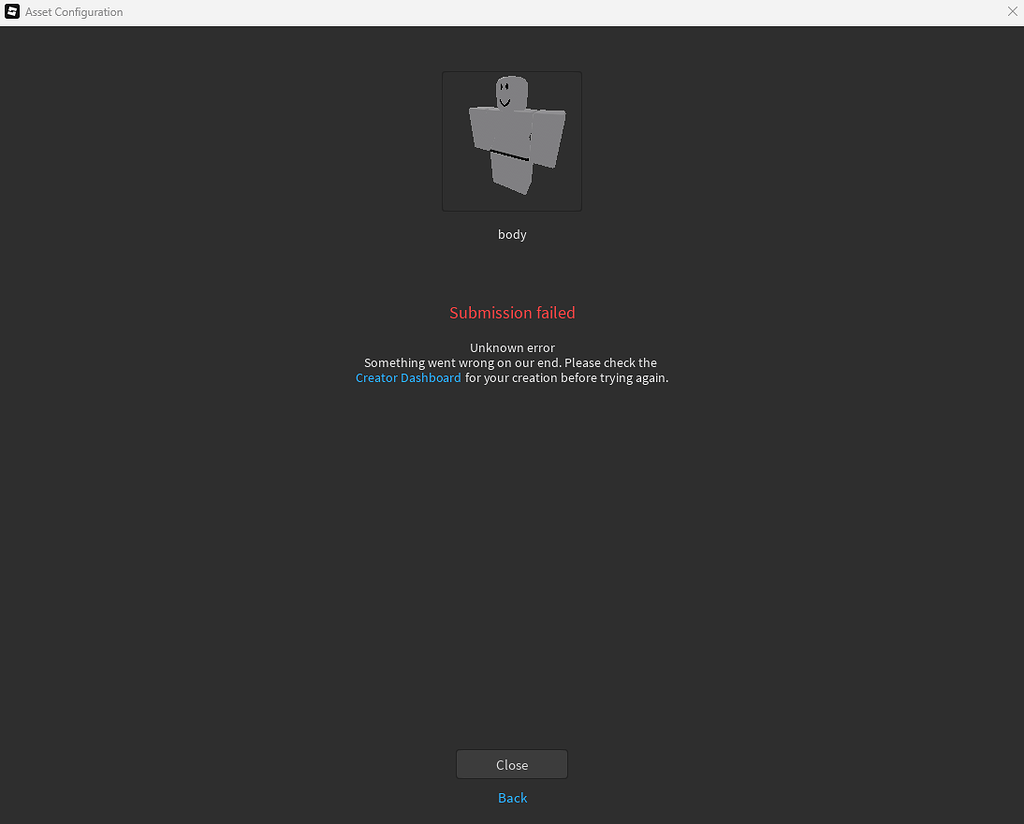 I'm unable to upload "body" bundles to my account - Studio Bugs - Developer Forum | Roblox