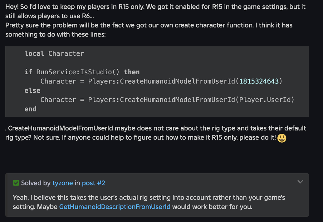 R6 Players can play in R15 game only - Scripting Support - Developer Forum | Roblox