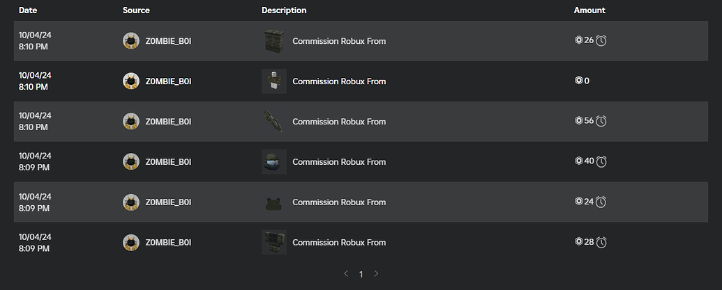 Random commissions on My Transactions? - Platform Usage Support - Developer Forum | Roblox