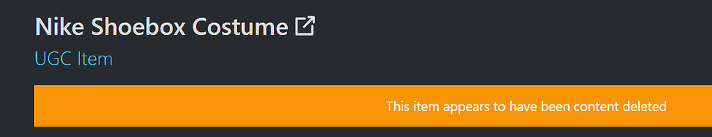 Nike shoebox costume was accidentally deleted - Catalog Asset Bugs ...