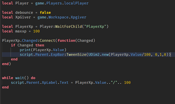 Level system xpbar breaking when gaining xp too fast - Scripting Support - Developer Forum | Roblox