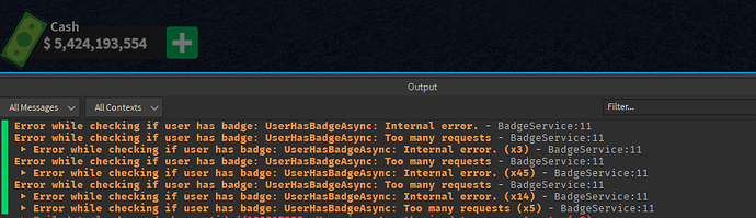 Is there a way to fix a mass Internal error wave from :UserHasBadgeAsync when joigning ...