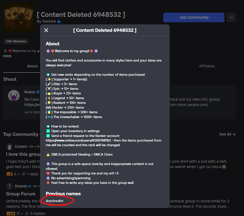 Group Previous Names Missing Moderated and Deleted Names After New UI ...