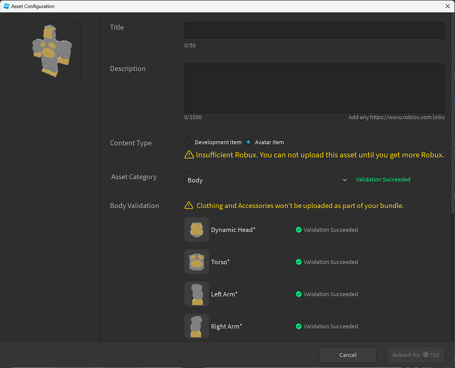 Old avatar asset accidently uploaded to wrong account, now stuck there ...