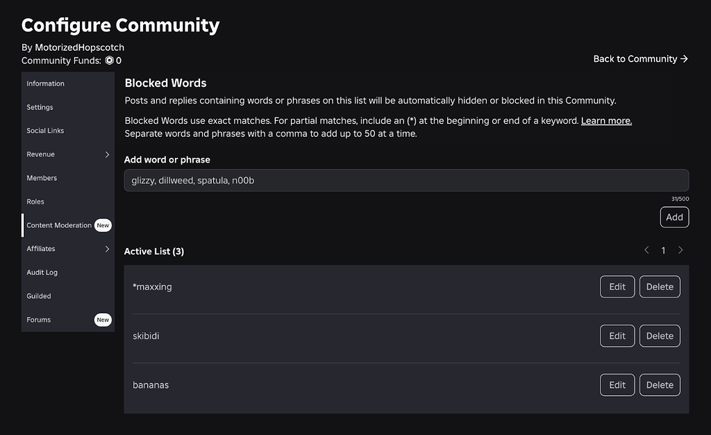 Introducing Blocked Words: Enhanced Moderation for Safer Communities ...