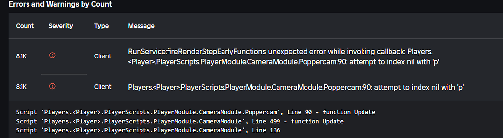 PlayerModule Poppercam errors - Engine Bugs - Developer Forum | Roblox