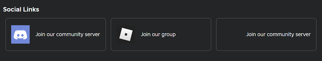 Group social links under a game page shows the old Roblox icon on the ...