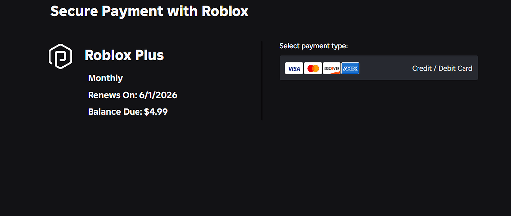 Roblox Plus cannot be purchased using other “select payment types”, it ...