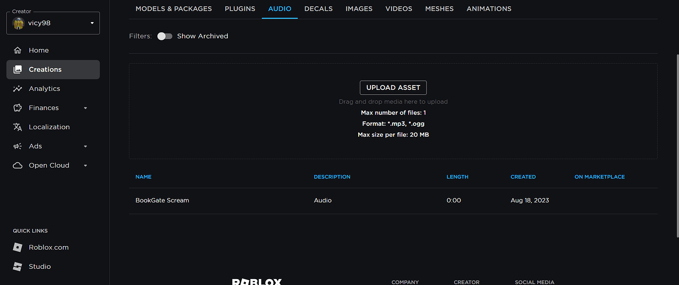 Can I still see how many sounds I can upload? - Platform Usage Support - Developer Forum | Roblox