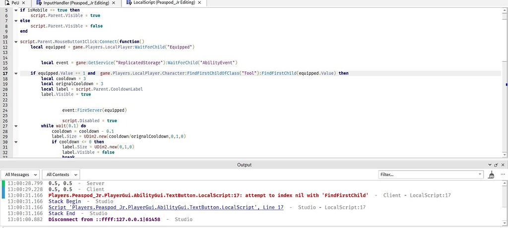 Error message any ideas? - Scripting Support - Developer Forum | Roblox