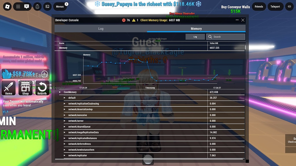 So much Client Memory Usage (Around 6 GB of Ram) - Engine Bugs - Developer Forum | Roblox
