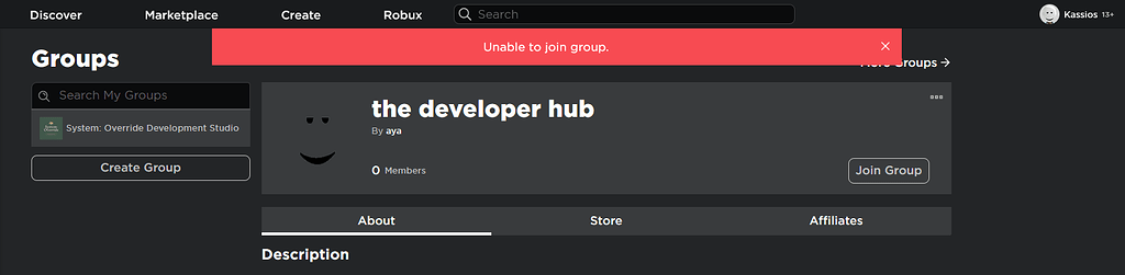 'Unable to join group.' - Platform Usage Support - Developer Forum | Roblox