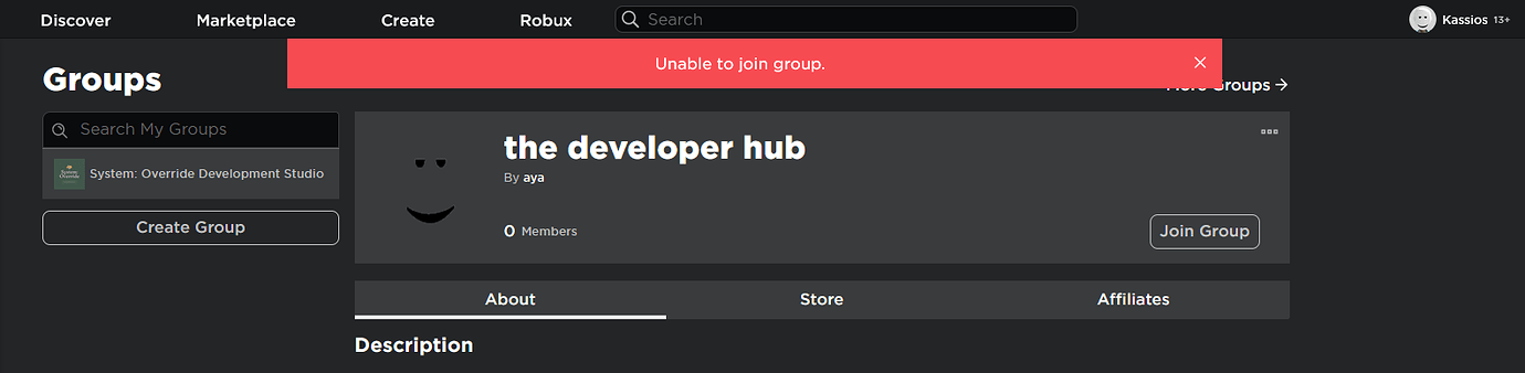 'Unable to join group.' - Platform Usage Support - Developer Forum | Roblox
