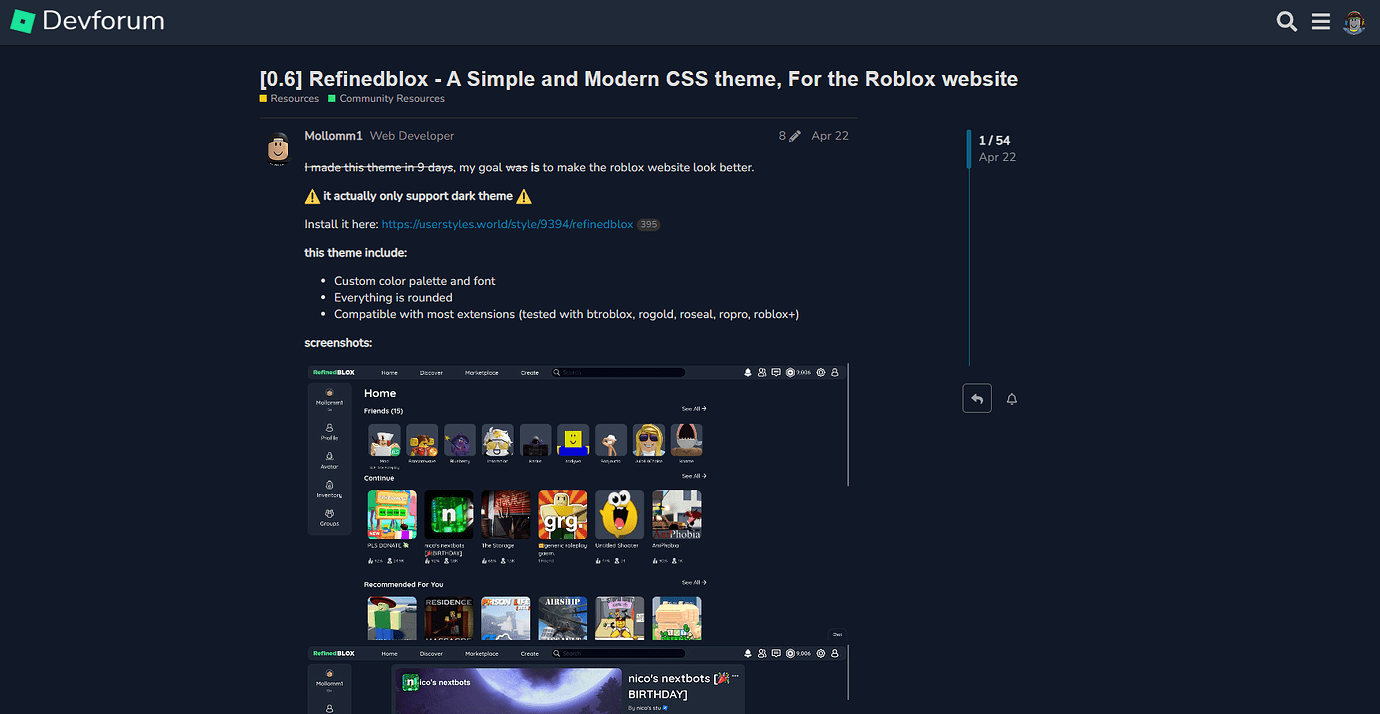 DevStyle (V2) Devforum Redesign - Community Resources - Developer Forum | Roblox