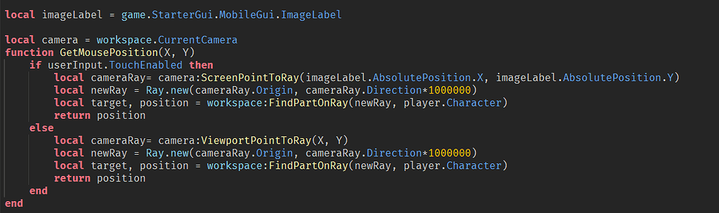 My mobile gun does not fire at the cursor ingame - Scripting Support - Developer Forum | Roblox