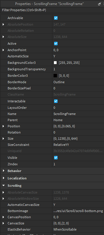 Scrollingframe Problems When Moving Other Gui Elements Inside Of It Art Design Support