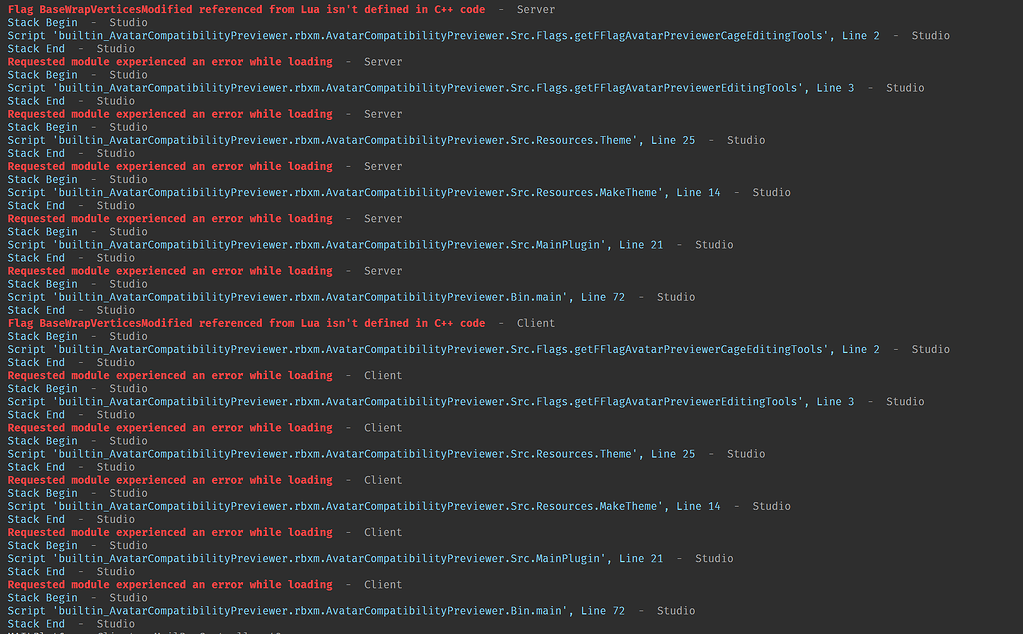 Tons of Studio Errors in the Output - Studio Bugs - Developer Forum ...