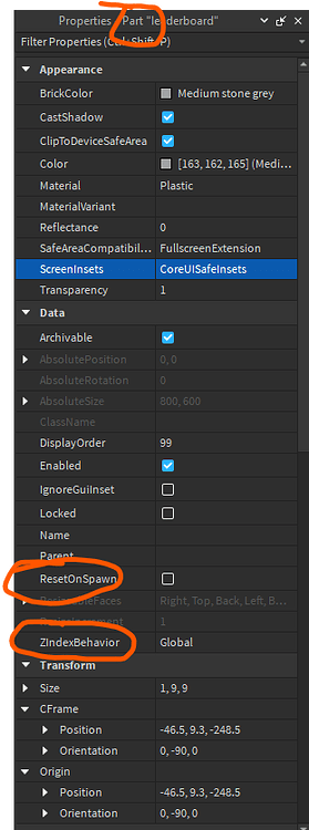 Property tab shows GUI properties on all instances - Studio Bugs - Developer Forum | Roblox